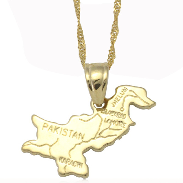Pakistan map necklace for women & men, country map Pakistan map jewelry ...