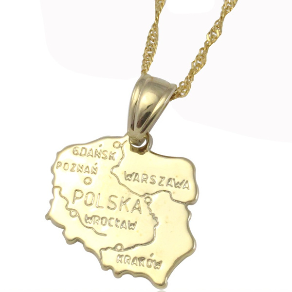 Poland map necklace for women & men, country map Polska map jewelry ...
