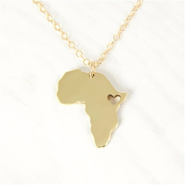 Outline Africa Map With Heart Necklace Country of South African Map ...