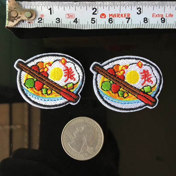 2pcs Noodles Dumplings Fried Eggs Embroidered Patches Iron on Cartoon DIY Applique Accessory | Wish