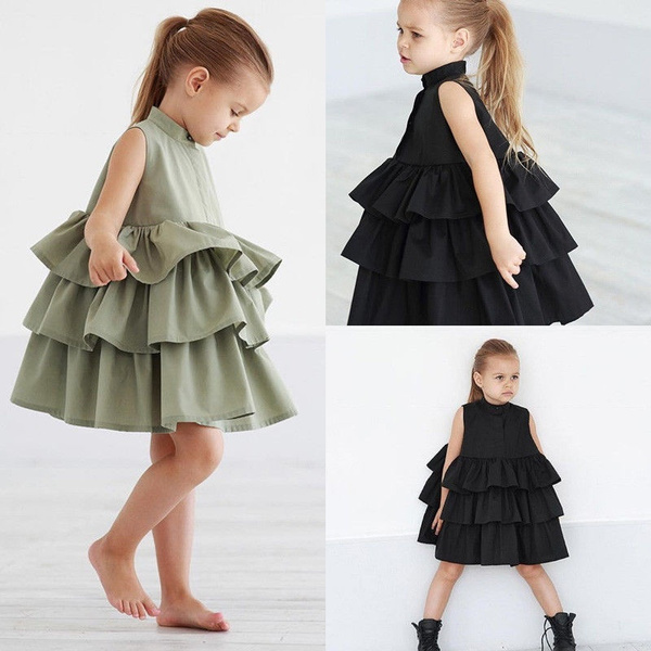 Toddler Kids Baby Party Princess Ruffle Tutu Princess Formal Dress ...