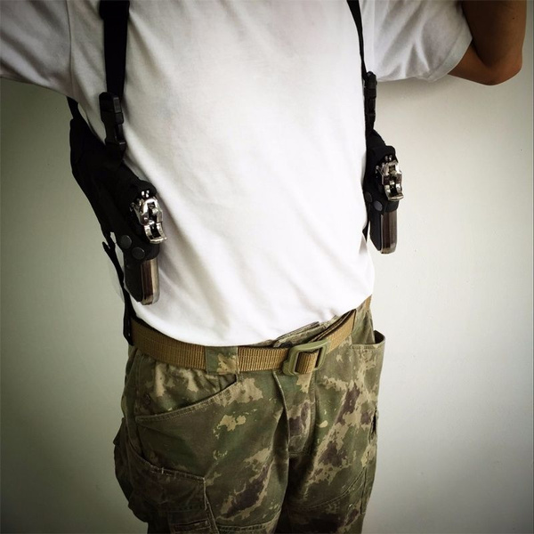 Tactical Double Draw Pistol Holster Concealed HandGun Shoulder Holster ...