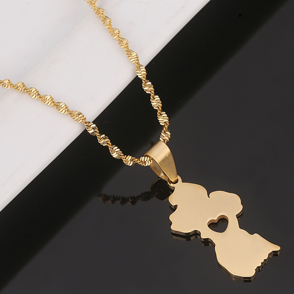Guyana Map Pendant Necklace Gold Color Guayana Jewelry Republic of ...