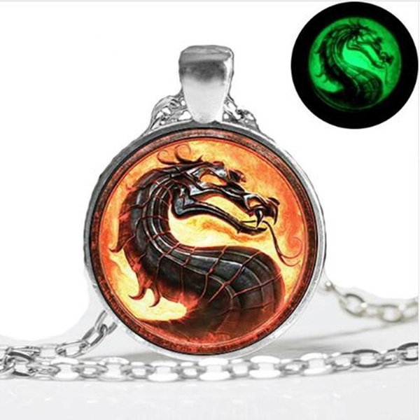 Glow in The Dark Dragon Necklace Mortal Kombat Pendant Glass Photo ... Glow in The Dark Dragon Necklace Mortal Kombat Pendant Glass Photo ...