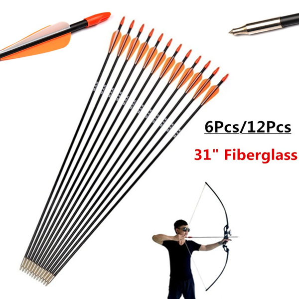 6Pcs/12Pcs 31 Inch Fiberglass Arrows Spine 700 Plastic Feather for ...