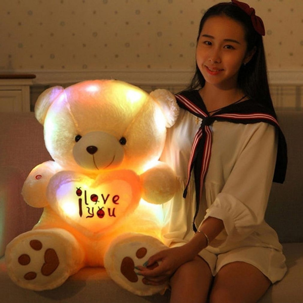 Cute Lovely I Love You Pattern Glow Light Up Soft Plush Teddy Bear ...