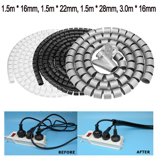Flexible Reusable Spiral Tube Cable Organizer Wire Wrap Cord Protector ...