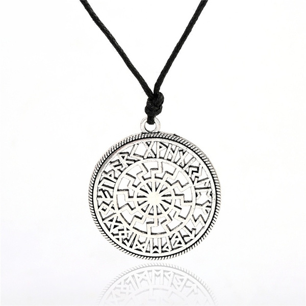 Sun Pendant Schwarze Sonne Pendant with Runes Handmade Sterling Silver ...