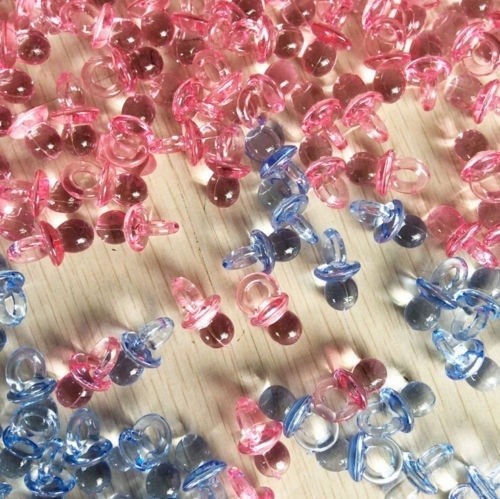 50x Stylish 50pcs Pink Blue Mini Pacifiers for Girl Baby Shower Party ...