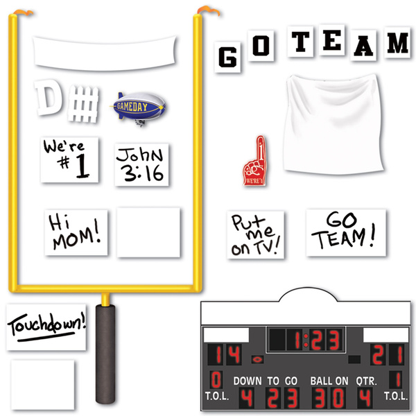 Football Goal Post, Foam Finger, Scoreboard, Blimp 22pc 5' Decoration ...
