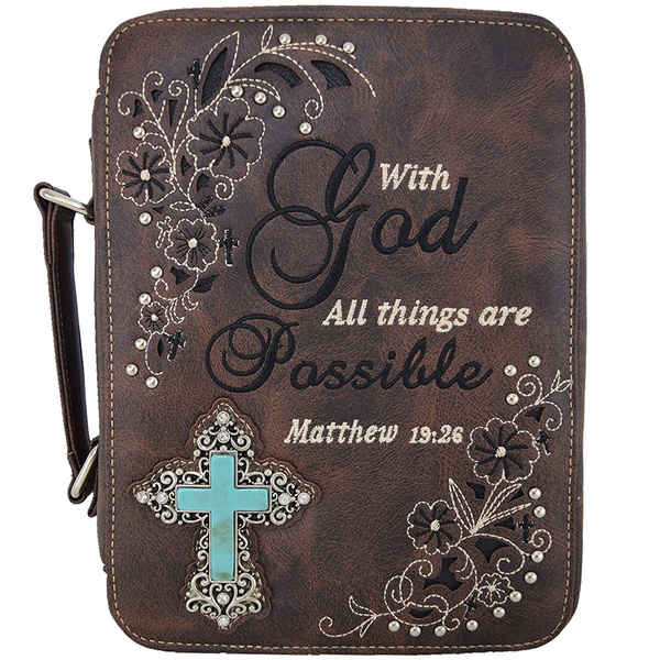 Western Style Embroidery Scripture Verse Bible Cover Cross Body ...