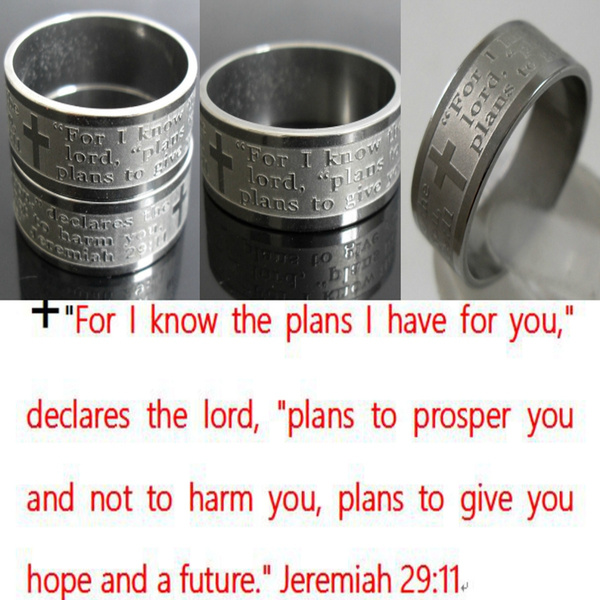 Inspirational Ring Jesus Prayer English Text Bible Verse 316L Stainless ...