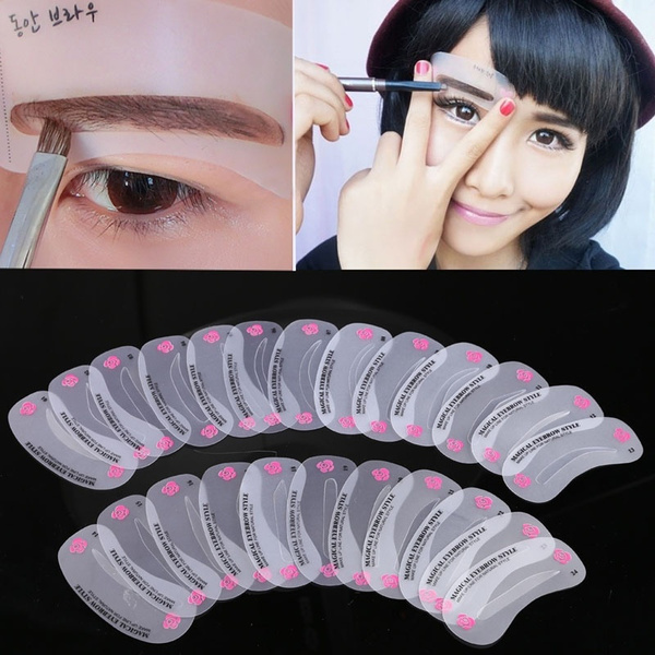 24 Pcs Reusable Eyebrow Stencil Set Eye Brow DIY Drawing Guide Shaping ...