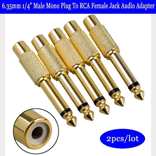2pcs/lot 6.35mm 1/4" Male Mono Plug To RCA Female Jack Audio Adapter ...
