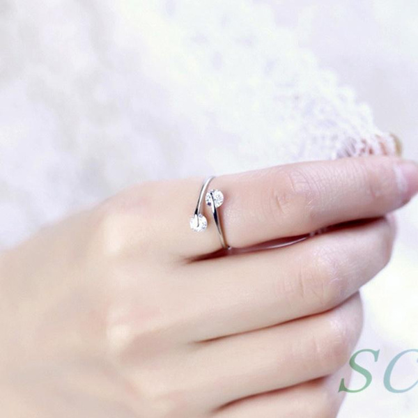 Simple Elegant Opening Rhinestone Wedding Ring | Wish