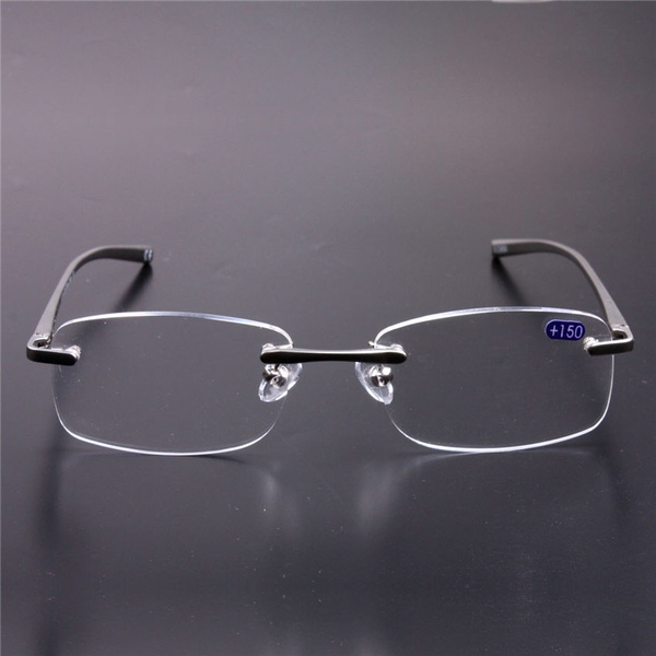 Mens Womens Aluminum Metal Rimless Reading Glasses Clear Mirror Goggles Man Business Frameless