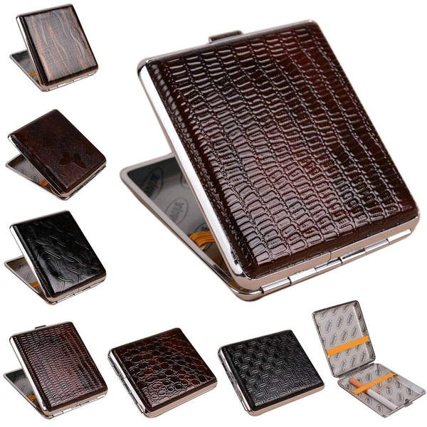 Retro Portable Random Leather & Metal Cigar Box Pouch Case Holder ...