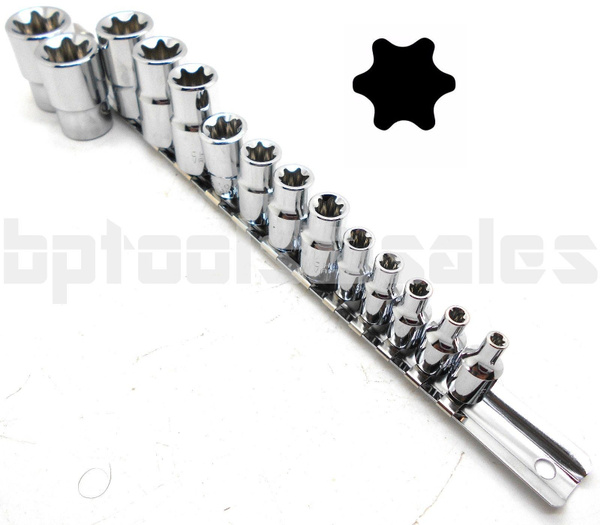 14pc STAR TORX SOCKET BITS SET W/ HOLDER FEMALE STAR WRENCH | Wish