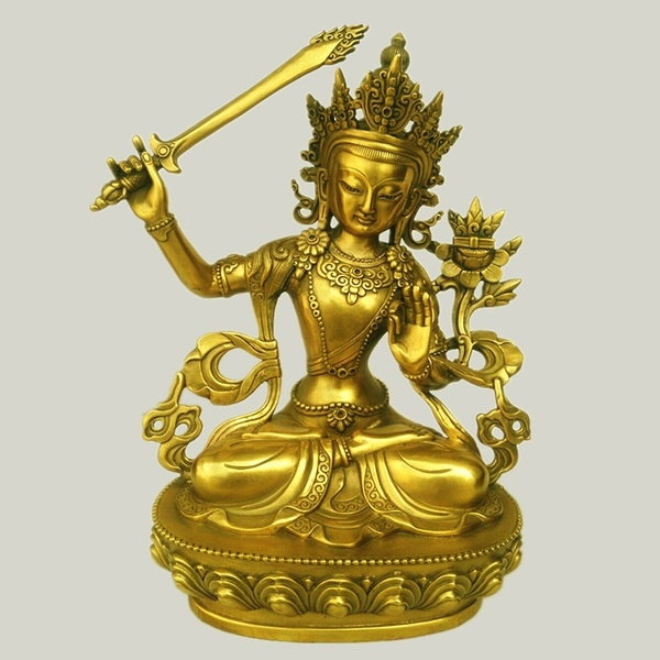 Xiangshi Manjusri Statue with Brass Copper Ornaments of Tibetan Tantric ...