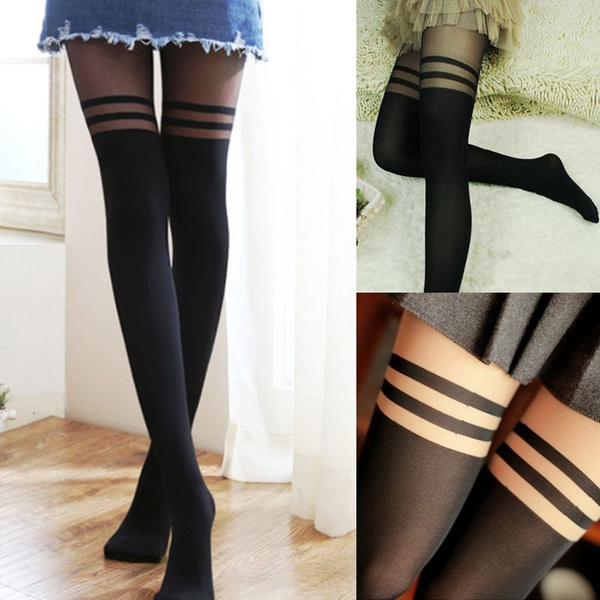 Women Girl Temptation Sheer Mock Suspender Tights Pantyhose Stockings