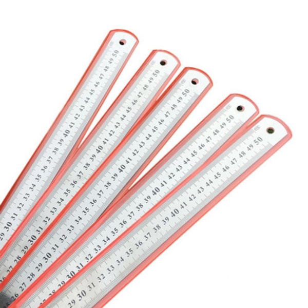30cm 50cm 60cm Stainless Metal Ruler Metric Rule Precision Double Sided ...
