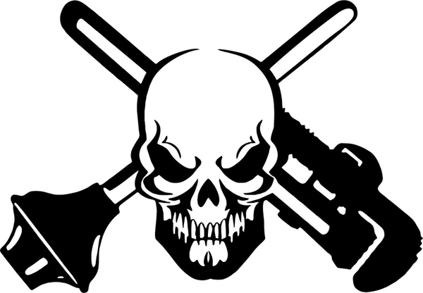 Skull Plumber Plunger Pipe Wrench Car Truck Window Laptop Vinyl Decal ...