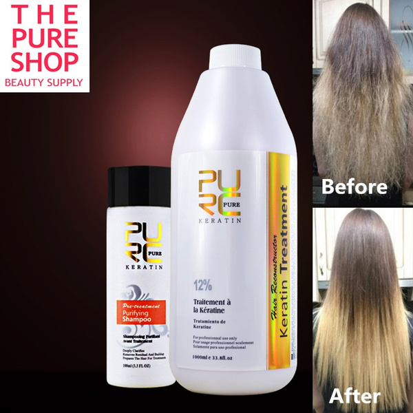 2Pcs/set PURC Hair 12% Chocolate Keratin Treatment 1000ml + Purifying ...