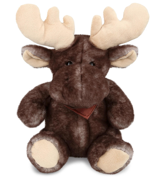 DolliBu Plush Brownish Sitting Moose Stuffed Animal - Soft Fur Plush ...