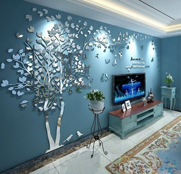 Tree Lovers Living Room Wall Stickers Acrylic Stereo TV Sofa Backdrop ...