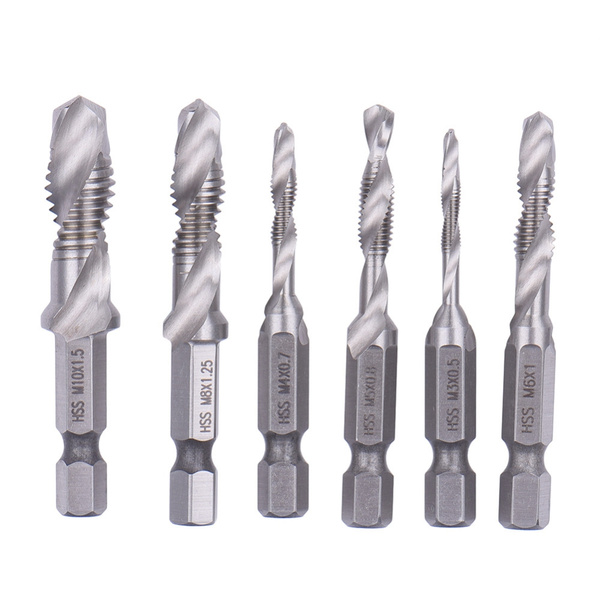 6Pcs/Set M3-M10 Metric Composite Tap Drill Bit Thread Spiral Screw Tap ...