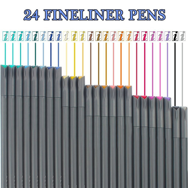 Color Pen Set, 0.38 mm Fine Line Drawing Pen, 24 Colors Fine Tip ...