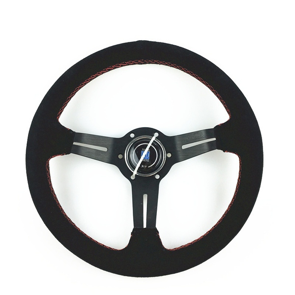 Original Logo Black Spoke Suede leather Rally Racing Steering Wheel 08 ...