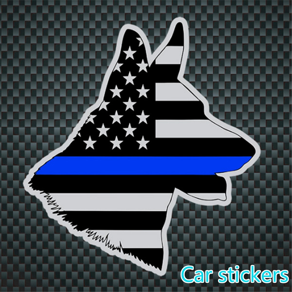 Fashion Accesories Blue Striped Wolf Car Stickers Thin Blue Line ...