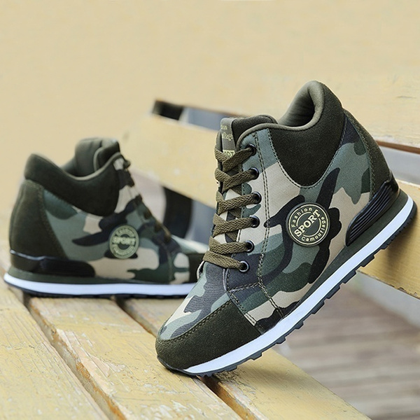 Women Casual High Tops Camouflage Shoes Outdoor Height Increasing 6.5cm ...