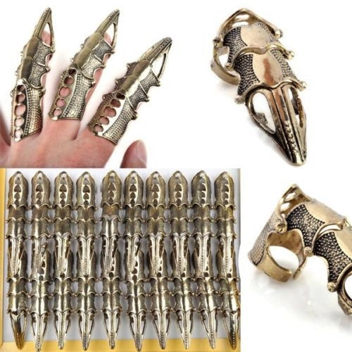 Gothic Punk Hinged Knuckle Joint Full Finger Spike Armor Rings Claw ...