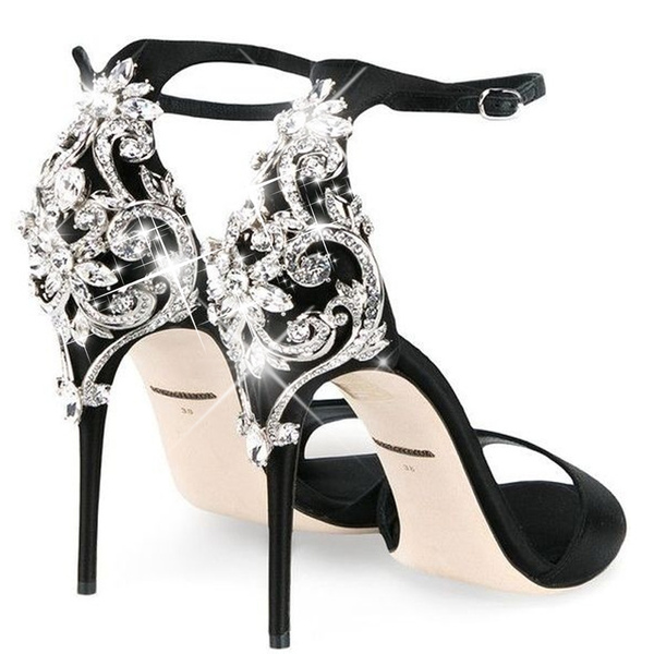 Fashion Luxury crystal High Heels Sandals for women Party Wedding Heels ...