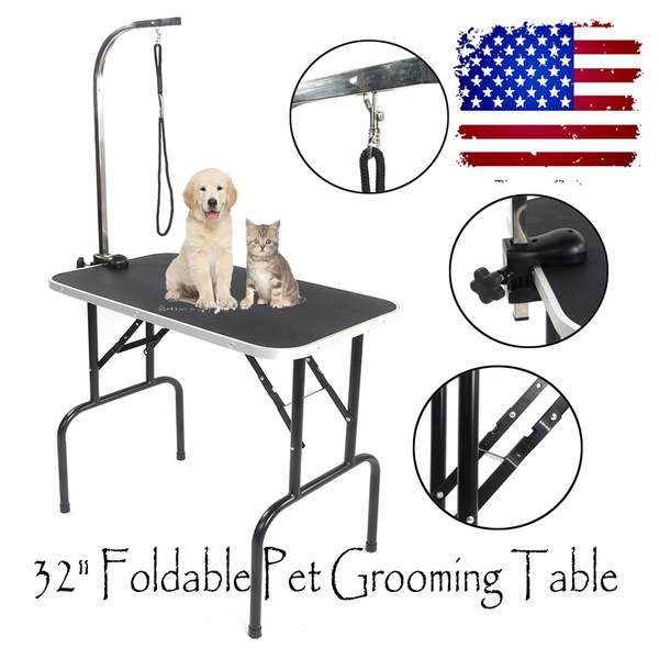 32" Foldable Pet Grooming Table with Adjustable Arm Black | Wish