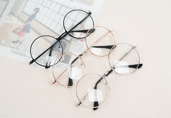 Vintage Retro Round Circle Metal Frame Eyeglasses Clear Lens Eye ...