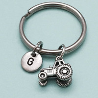 Tractor keychain, tractor charm, farm keychain, personalized keychain ...