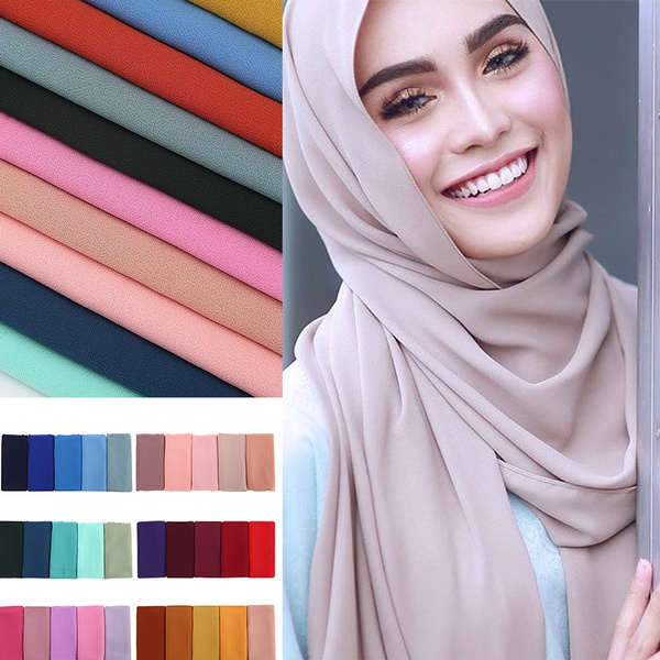 47 Colors Women Ladies Long Solid Thin Scarf Muslim Hijab Jersey Stole