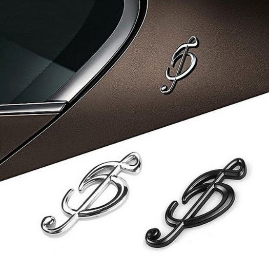 Auto Car Chrome ABS Music Note Symbol Emblem Grill Badge Side Decal ...