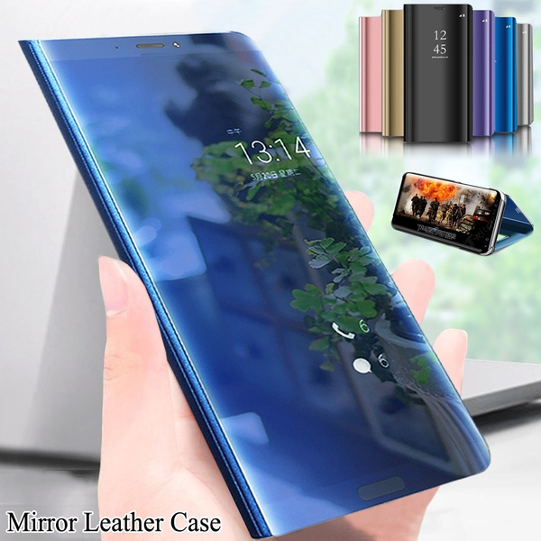 Luxury Smart Clear View Plating Mirror Phone Case Flip Leather Cover ...
