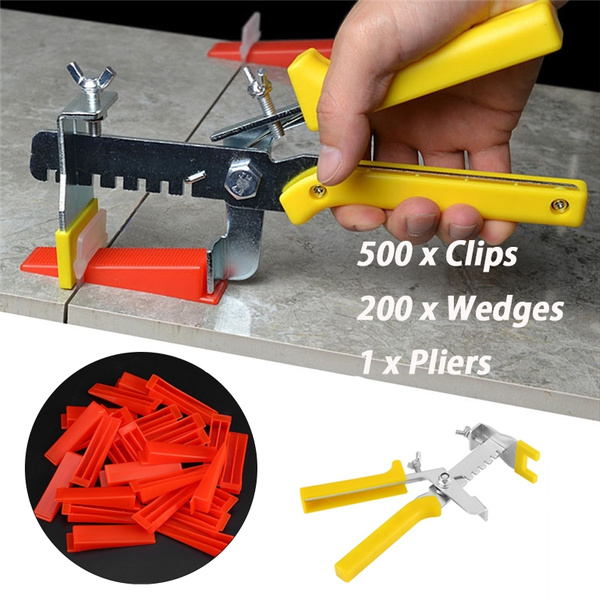 Floor Plastic Tile Leveling System Tools Set 500 X Clips + 200 X Wedges ...