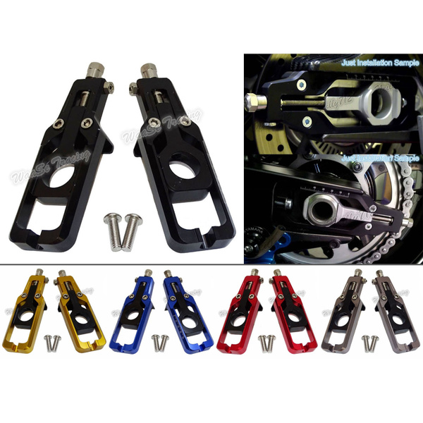 Motorcycle Parts Pair of CNC Aluminum Rear Wheel Axle Blocks Chain ... Motorcycle Parts Pair of CNC Aluminum Rear Wheel Axle Blocks Chain ...