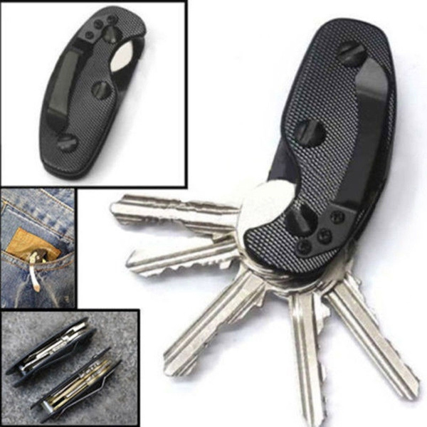 Portable Pocket Aluminum Key Holder Organizer Clip Folder Keychain ...