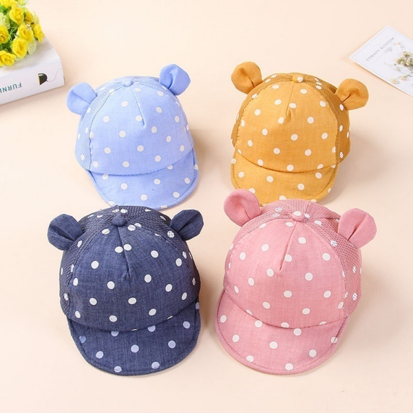 Toddler Baby Caps Girl Boy Snapback Baseball Cap Dots Little Ear Hats ...