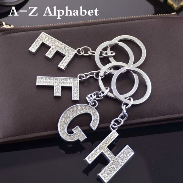 Bling Crystal Rhinestones Letter A-Z Alphabet Initial Name Keychain Key ...