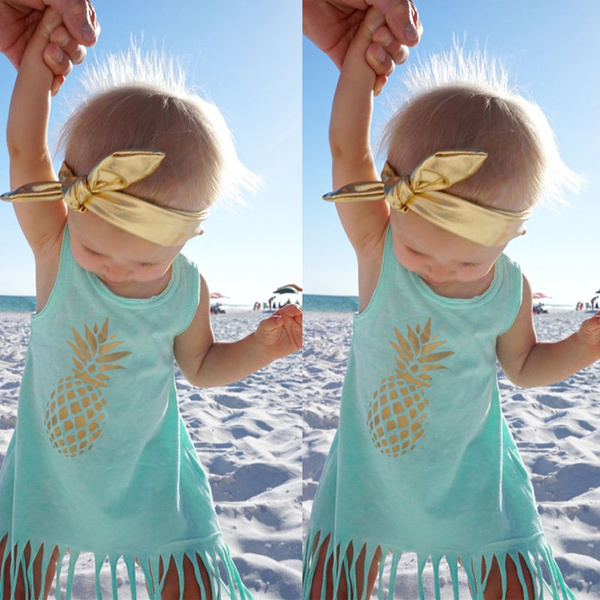 Baby Kids Girl Dress Pineapple Fringe Dresses Tassel Sundress Outfits ...