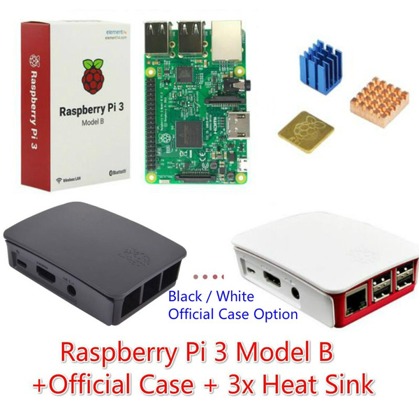 Original raspberry Pi 3 Model B with Official Case + 3x Heatsinks (Pre ...
