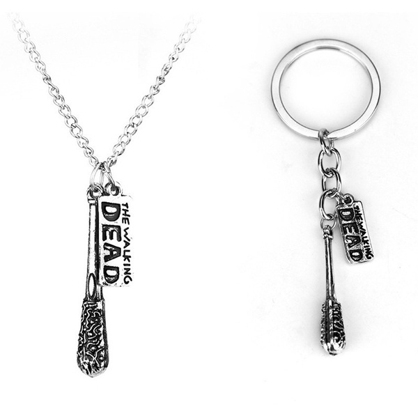 The Walking Dead Letter Keychain Necklace Pendant Negan Lucille ...